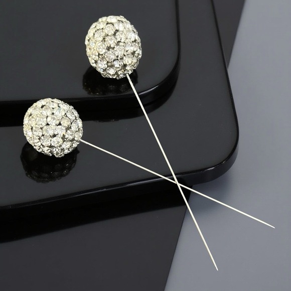 Jewelry | Vintage Edwardian Clear Rhinestone Dome Ball Hat Pins 5 Art ...